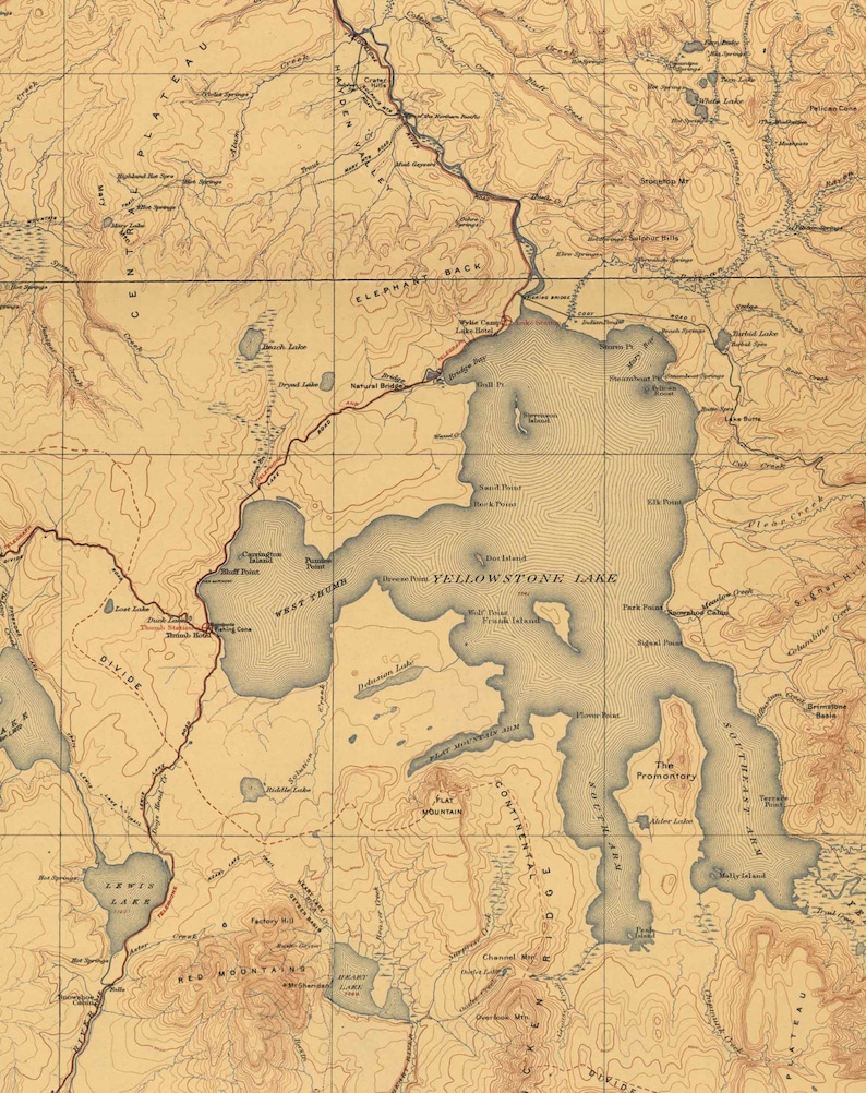 Yellowstone National Park 1912 Old Topographical Map Reprint - Wyoming ...