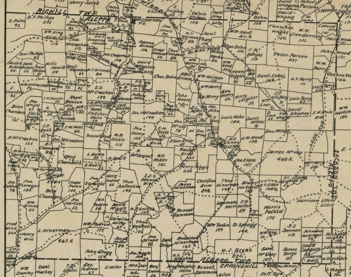 Greene County Pennsylvania 1897 Old Wall Map With Owner | Etsy