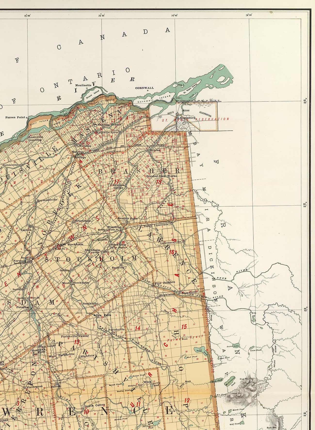 St Lawrence County 1895 Map New York Reprint Land Patents Bien | Etsy ...