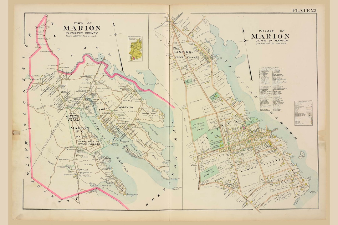 Marion, Massachusetts 1903 Old Town Map Reprint, Sippican Harbor ...