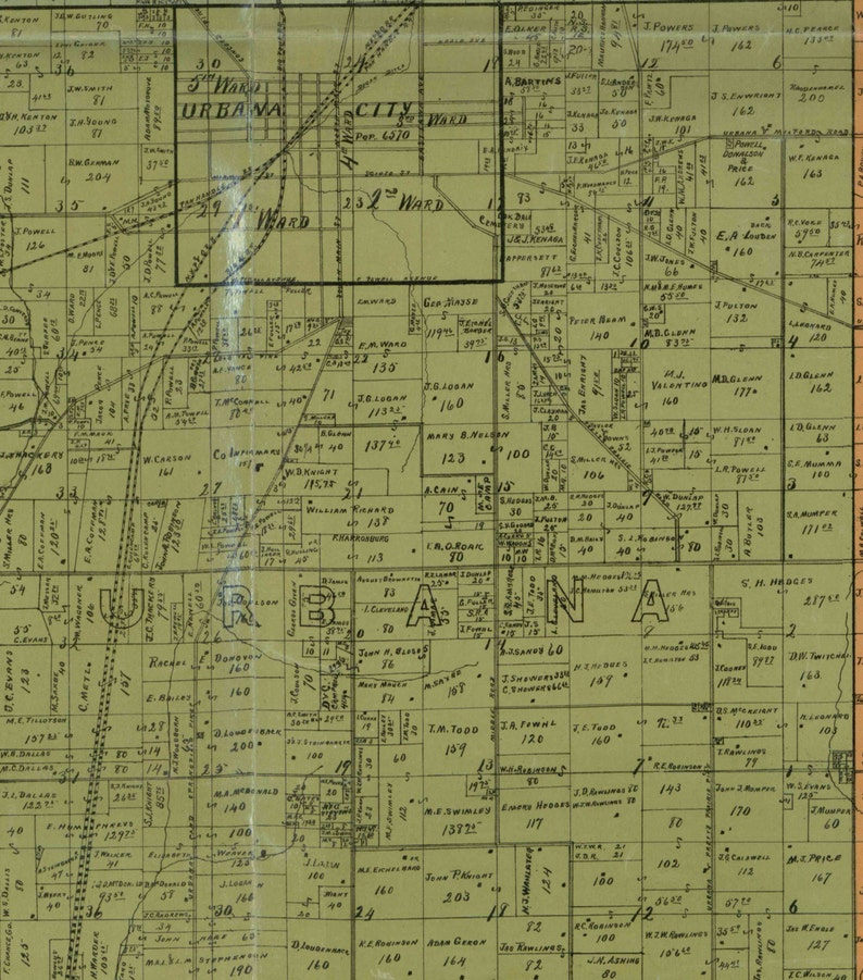 Champaign County Ohio 1894 Old Wall Map Reprint With | Etsy
