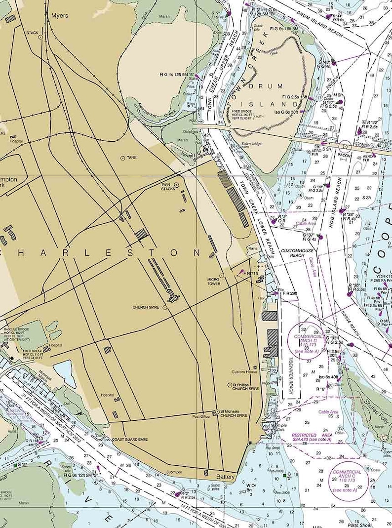 Charleston Harbor 2015 Old Map Nautical Chart - South Carolina -reprint ...
