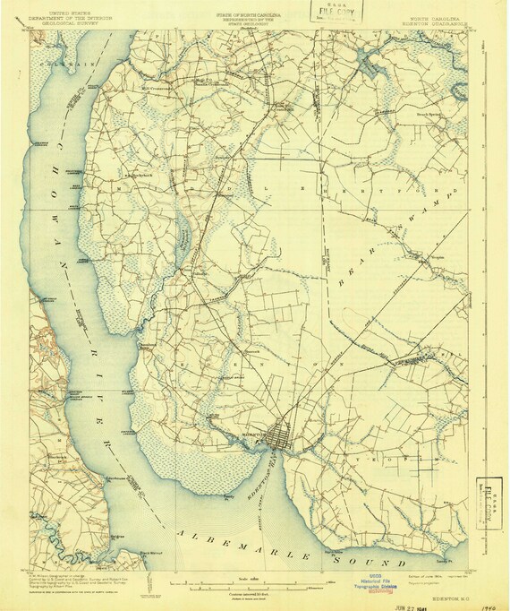 Edenton 1904 1941 Old Topo Map Quad Reprint 15x15 USGS | Etsy