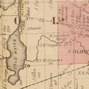 Branch County Michigan 1858 - Wall Map Reprint With Homeowner Names ...