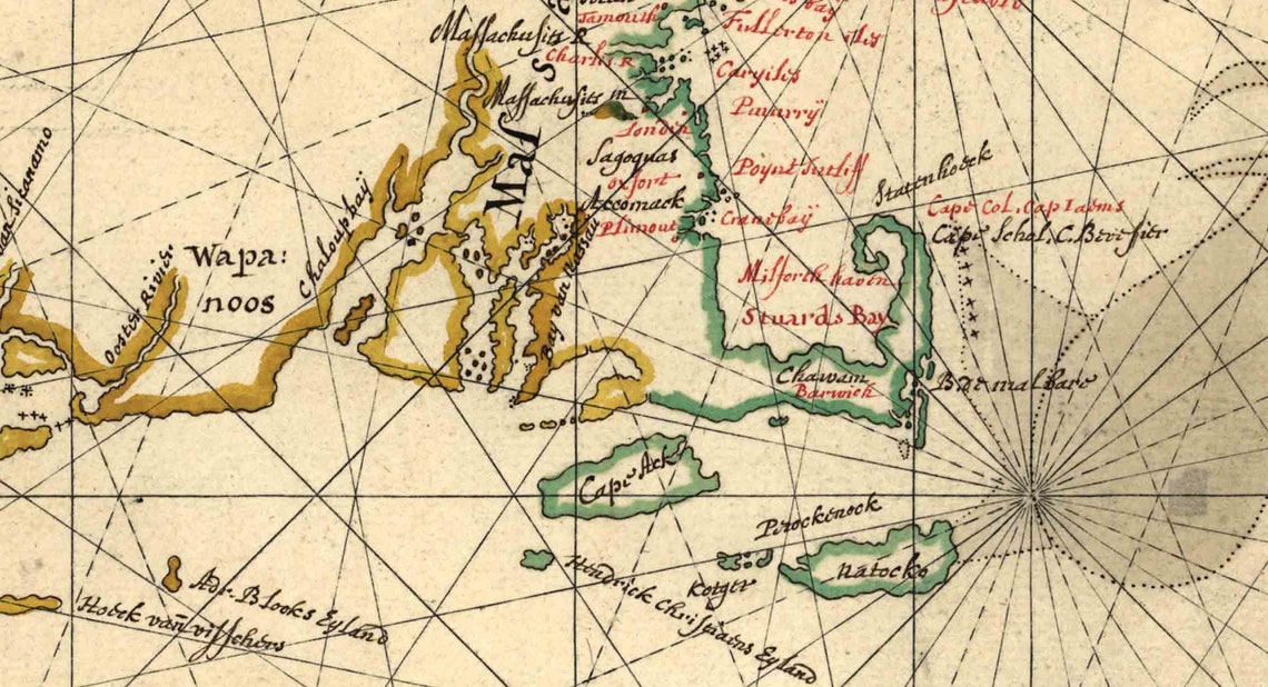 New England to Virginia 1639 Map by Vinckeboons Reprint | Etsy