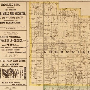 Floyd County Indiana 1882 - Old Wall Map Reprint With Landowner Names ...