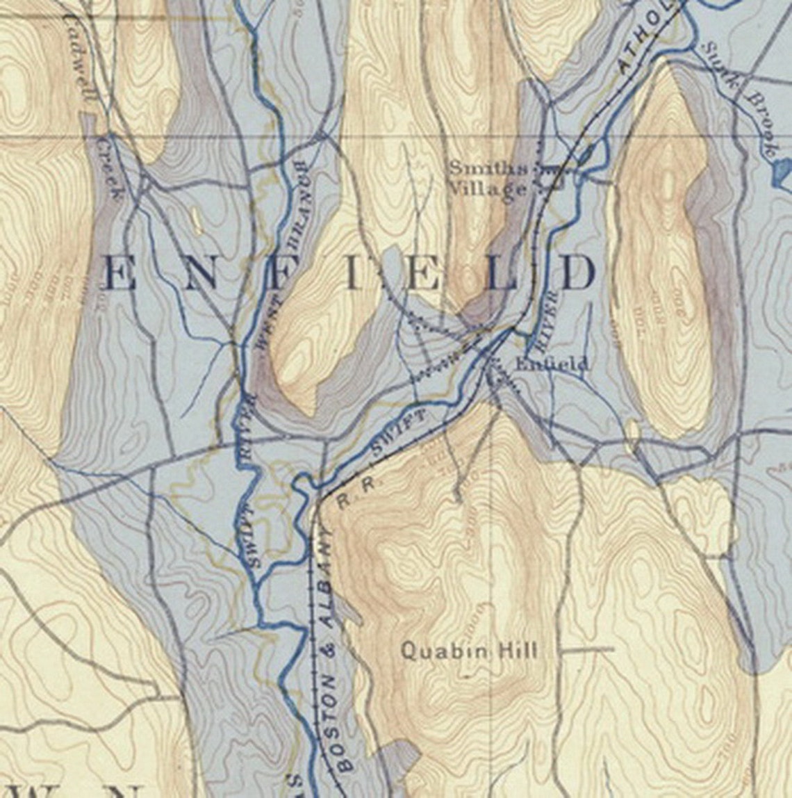 Quabbin Reservoir 1890 USGS Old Topographic Map With Reservoir | Etsy