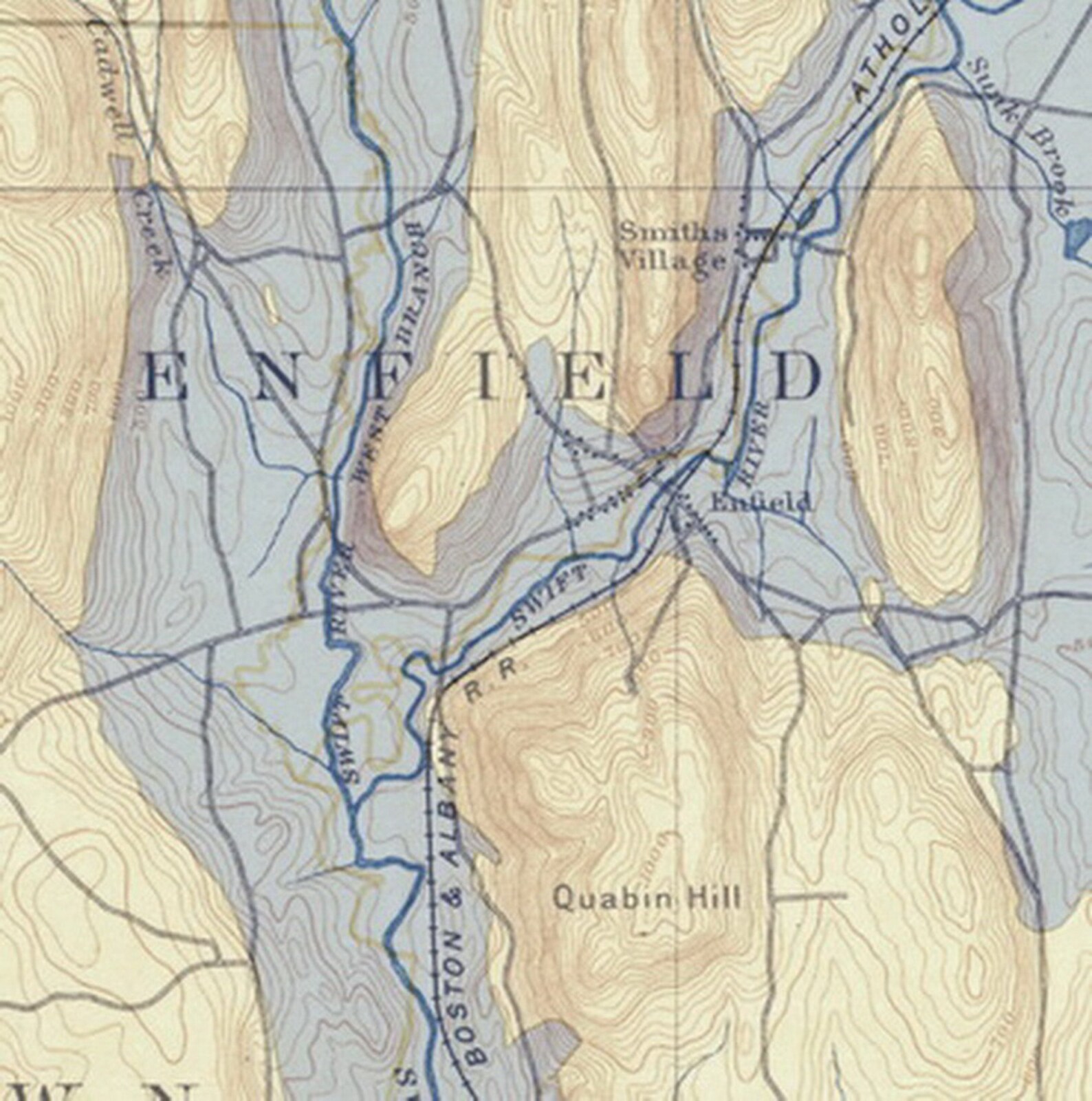 Quabbin Reservoir 1890 USGS Old Topographic Map With Reservoir - Etsy