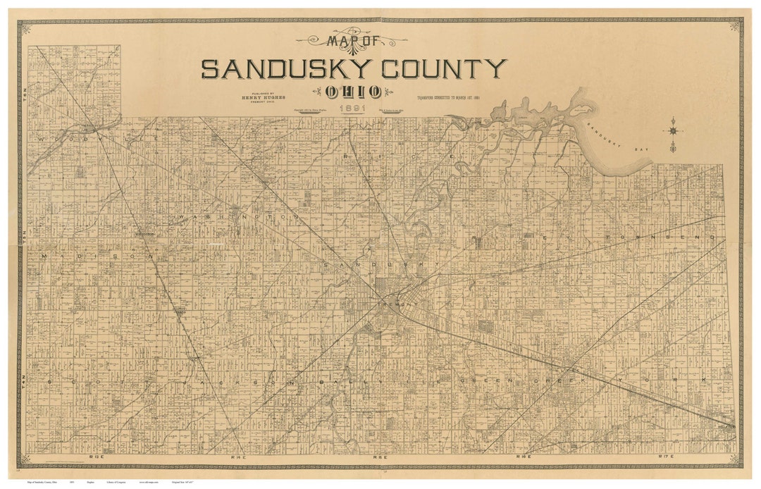 Sandusky County Ohio 1891a - Old Wall Map Reprint With Homeowner Names ...