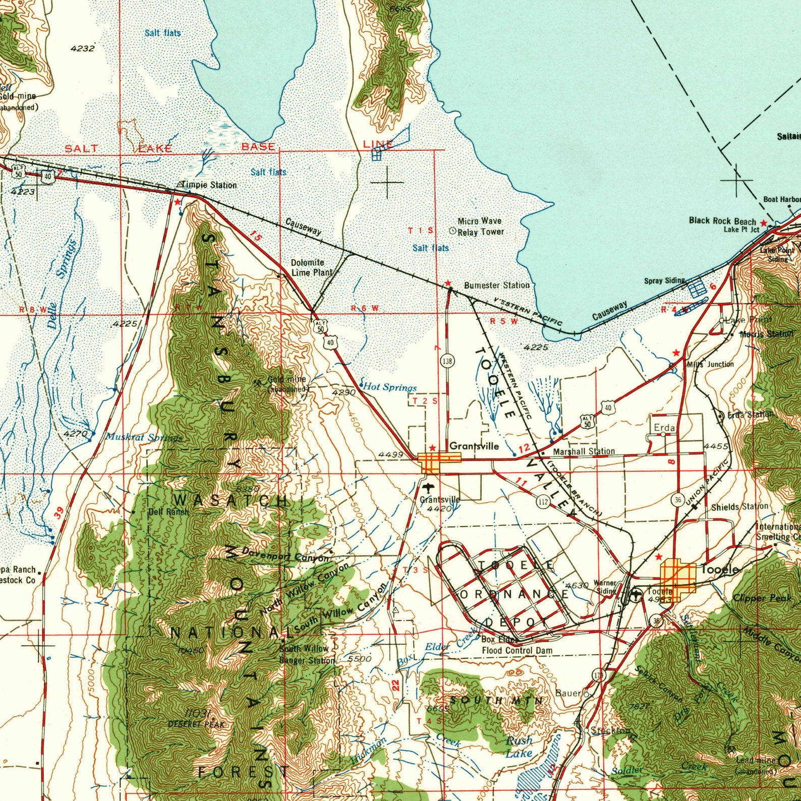 Great Salt Lake ca. 1958 USGS Old Topographic Map Custom | Etsy