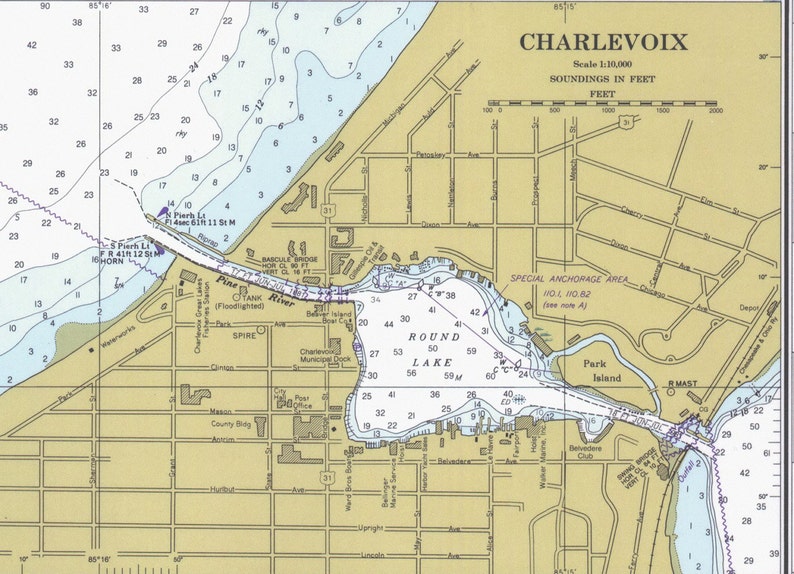Lake Charlevoix 1982 Lake Michigan Michigan Nautical Map - Etsy