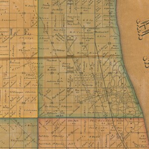 Lake County Illinois 1861 - Old Wall Map Reprint With Homeowner Names ...