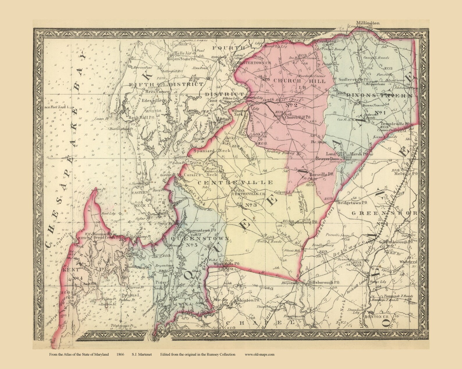 Queen Anne Co MD 1866 Map Queenstown Maryland State Atlas Reprint - Etsy