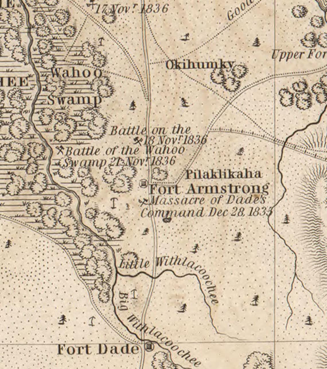 Florida 1838 Map Seat of War Seminole War US Army Reprint 1843 - Etsy