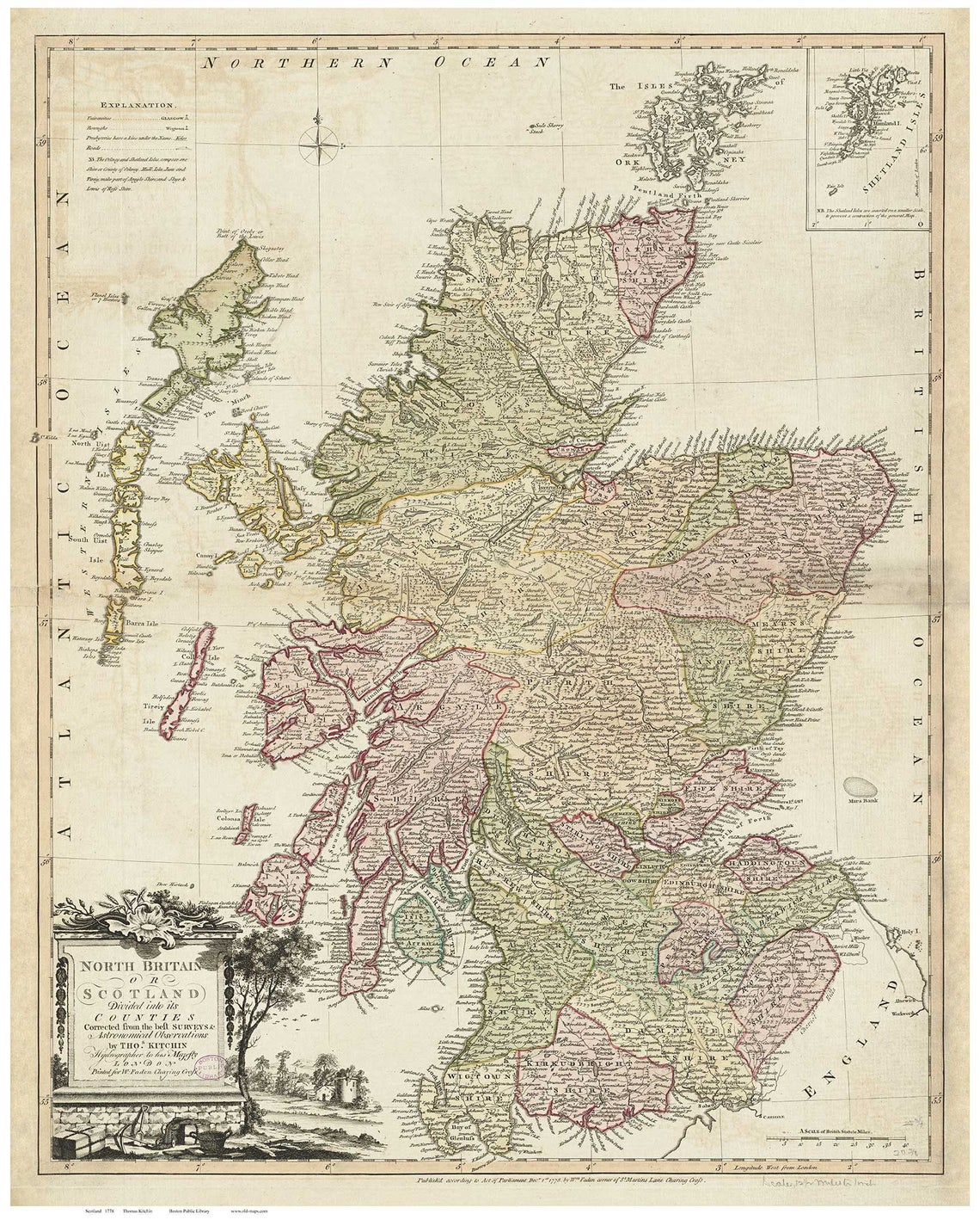 Scotland 1778 Old Map Kitchin Reprint | Etsy