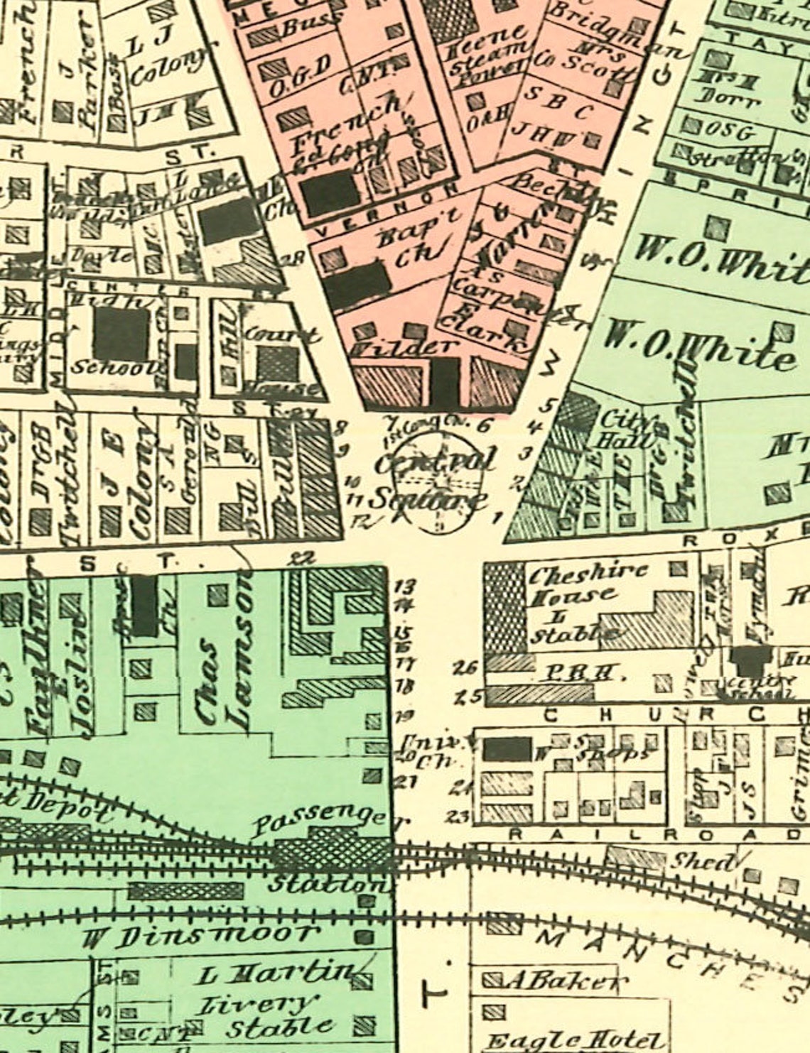 Keene NH 1877 Homeowner Names Old Map Commercial Reprint | Etsy