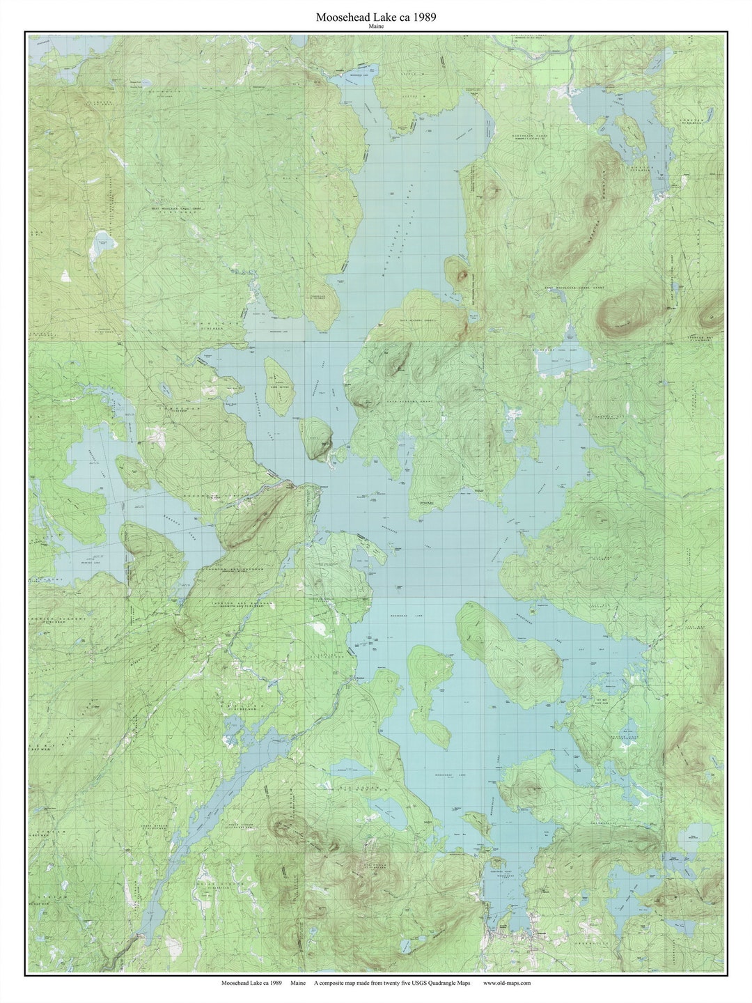 Moosehead Lake 1989 Old Topographic Map USGS Custom Composite Reprint ...