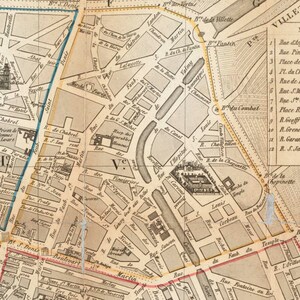 Old Map of Paris 1845 France - Tourist Guide -- Street Index-- Reprint ...