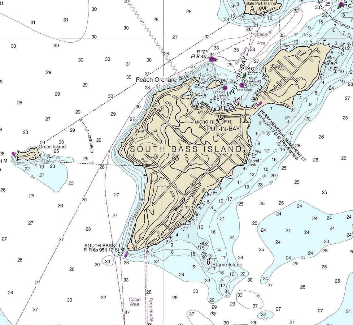 Lake Erie - 2023 - Islands in Lake Erie, Ohio - Nautical Map Reprint ...