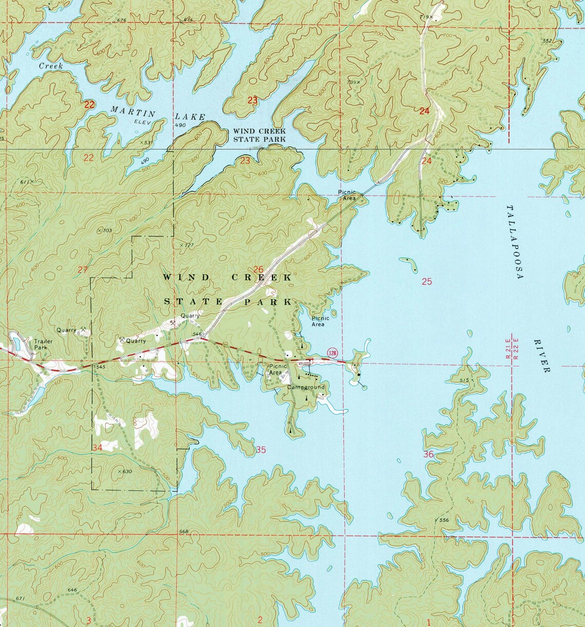 Martin Lake - 1971 Old Topographic Map USGS Custom Composite Reprint ...