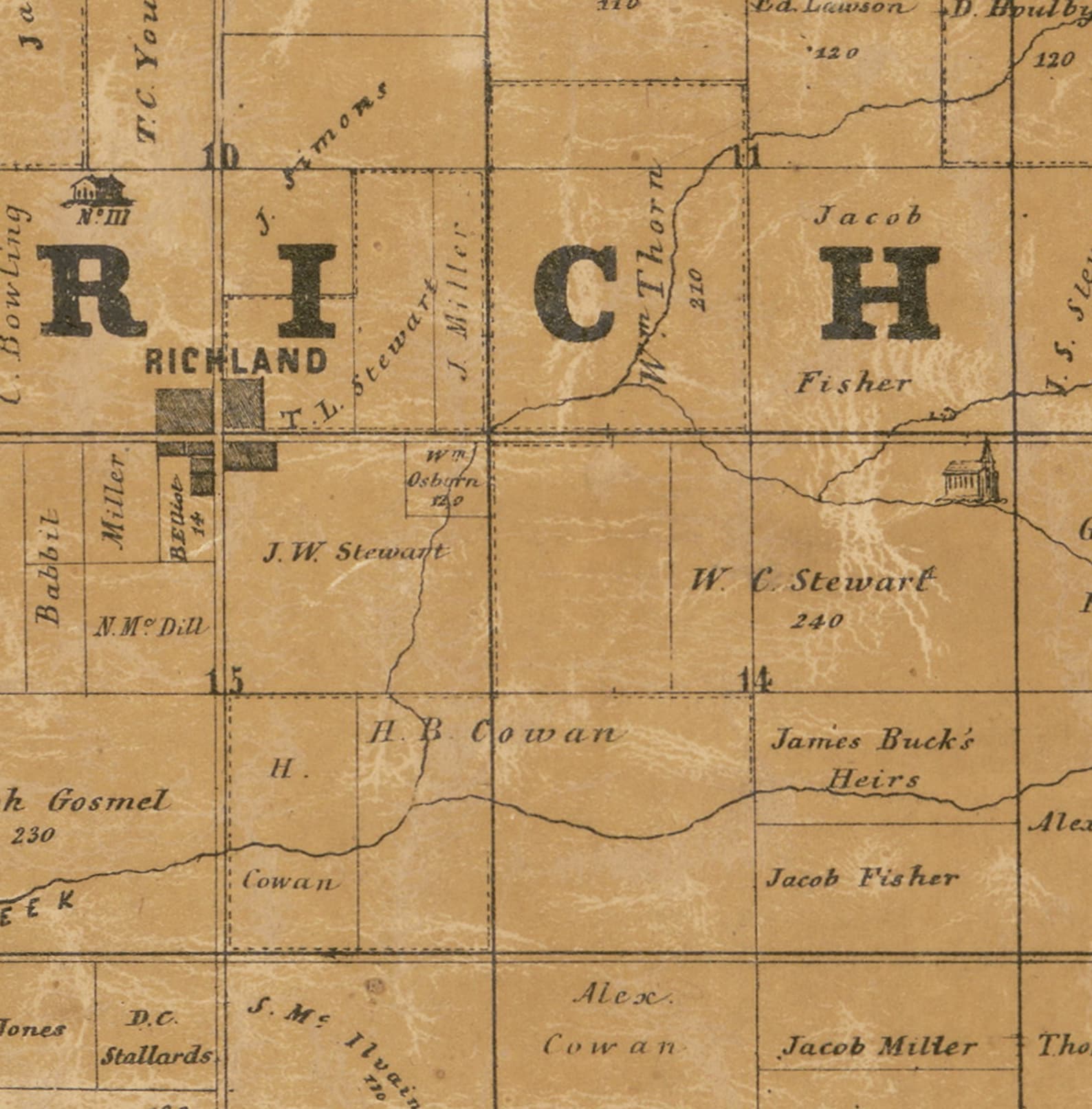 Rush County Indiana 1856 Old Wall Map Reprint With Landowner - Etsy