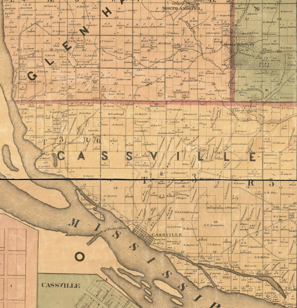Grant County Wisconsin 1868 Old Wall Map Reprint With | Etsy