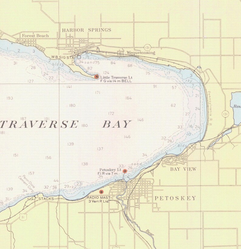 Grand Traverse Bay to Little Traverse Bay 1957 Lake Michigan - Etsy