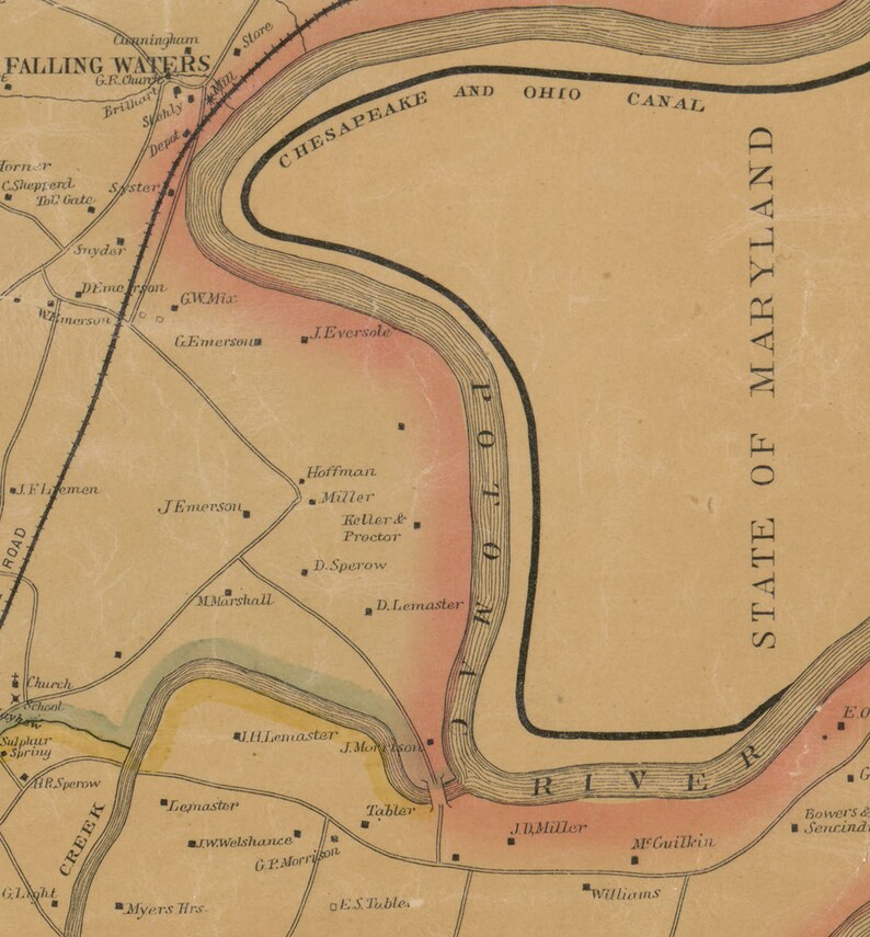 Berkeley County Map 1894 West Virginia Old Wall Map With - Etsy