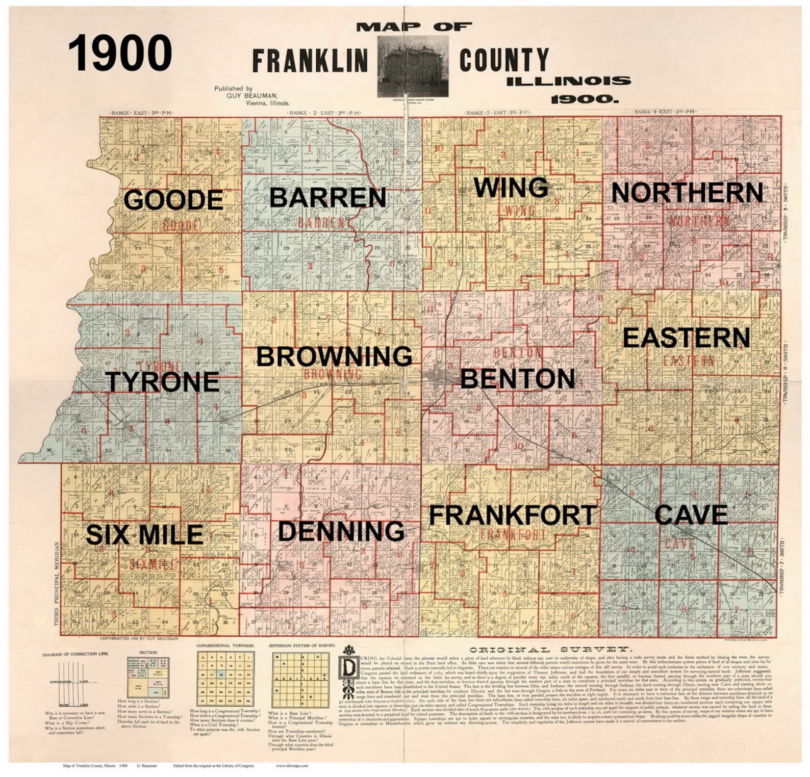 Franklin County Illinois 1900 Old Wall Map Reprint With | Etsy