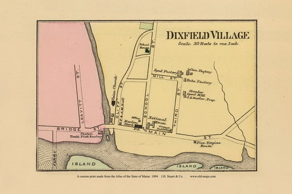 Dixfield Village 1894 Old Map Reprint Maine State Atlas | Etsy