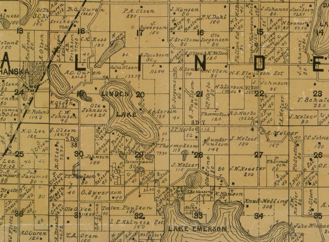 Brown County Minnesota 1900 Old Wall Map Reprint with | Etsy
