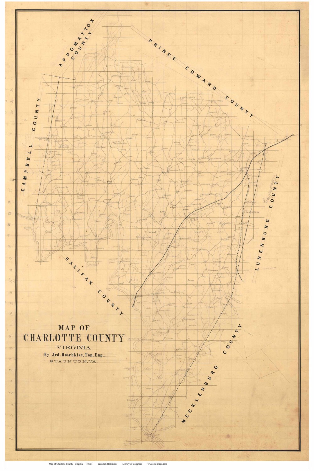 Charlotte County Virginia 1860x Old Wall Map With Homeowner | Etsy