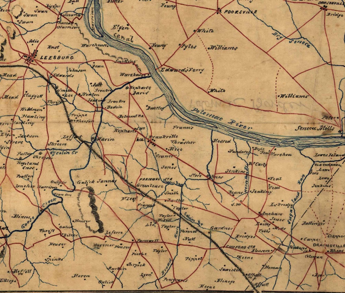 Loudoun County and More Virginia 1864 Old Wall Map With - Etsy