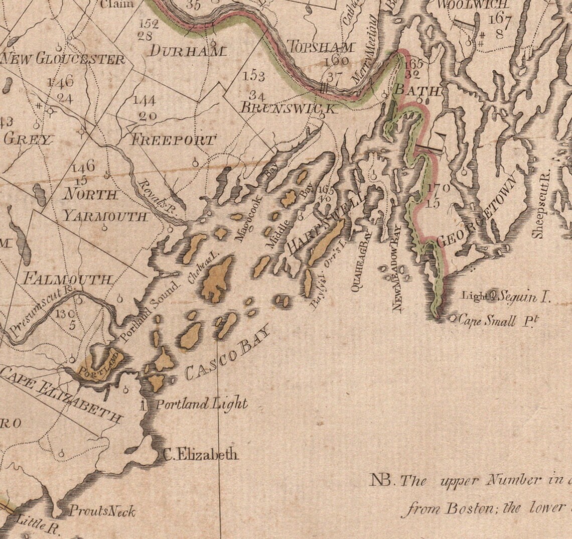Western Maine 1802 Old Map Custom Reprint From State Map | Etsy