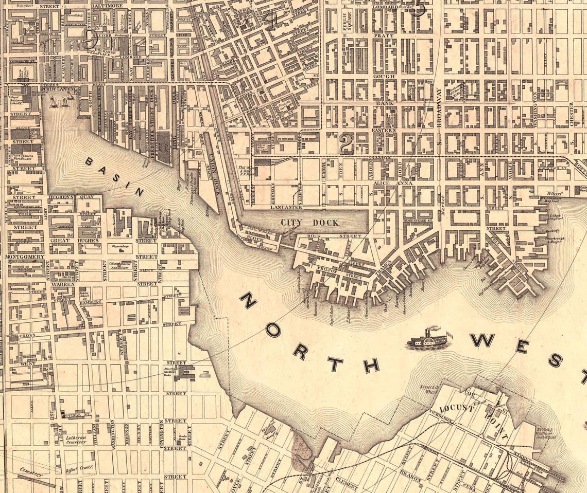 Baltimore 1851 Map Sydney Reprint - Etsy