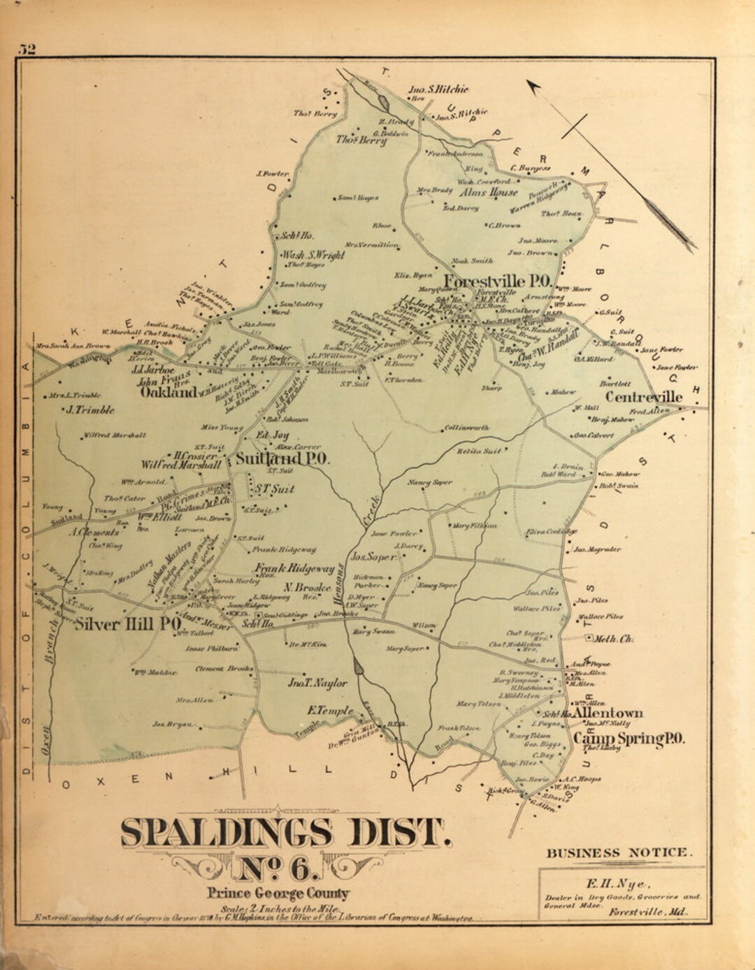 Spaldings District 1879 Old Town Map - Homeowner Names Prince George Co ...