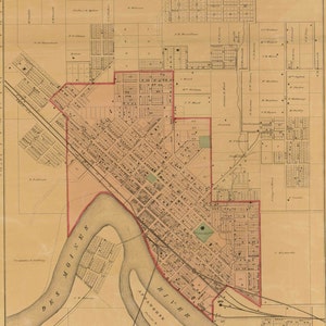 Wapello County Iowa 1870 Old Wall Map With Landowner Names Farm Lines ...