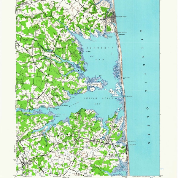 Indian River Bay Map - Etsy