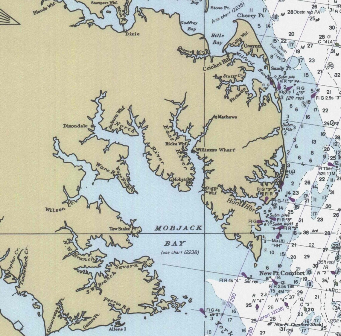 Chesapeake Bay Southern Part 1993 Nautical Map Reprint AC | Etsy