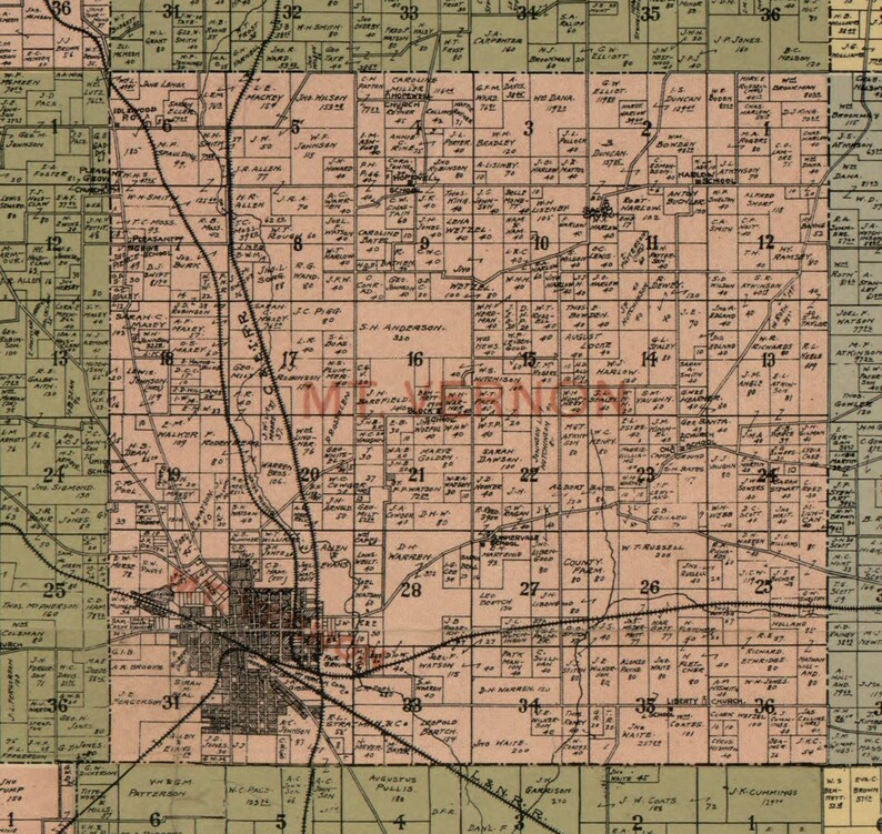 Jefferson County Illinois 1900 - Old Wall Map Reprint With Landowner ...