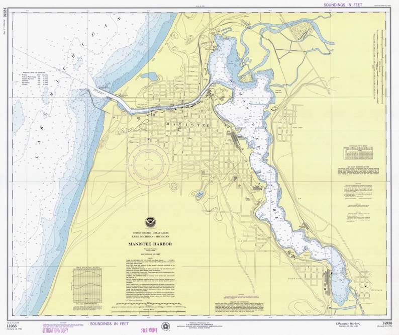 Manistee Harbor 1975 Lake Michigan Michigan Nautical Map - Etsy