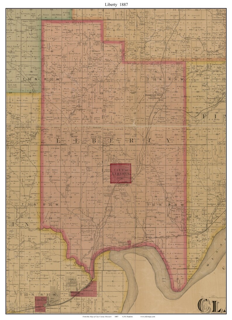 Liberty 1887 Old Town Map With Homeowner Names Liberty | Etsy