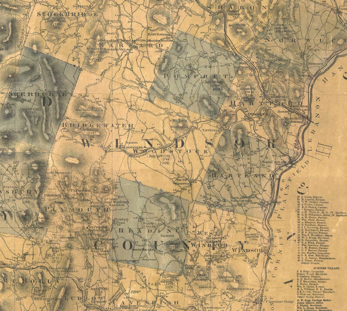 Vermont 1860 State Map - Walling Reprint - Etsy
