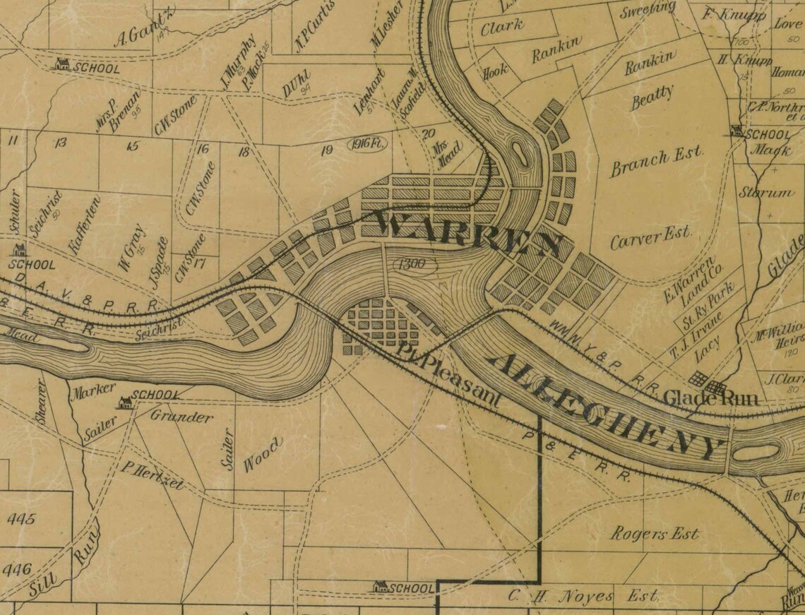 Warren County Pennsylvania 1900 Old Wall Map With Landowner - Etsy