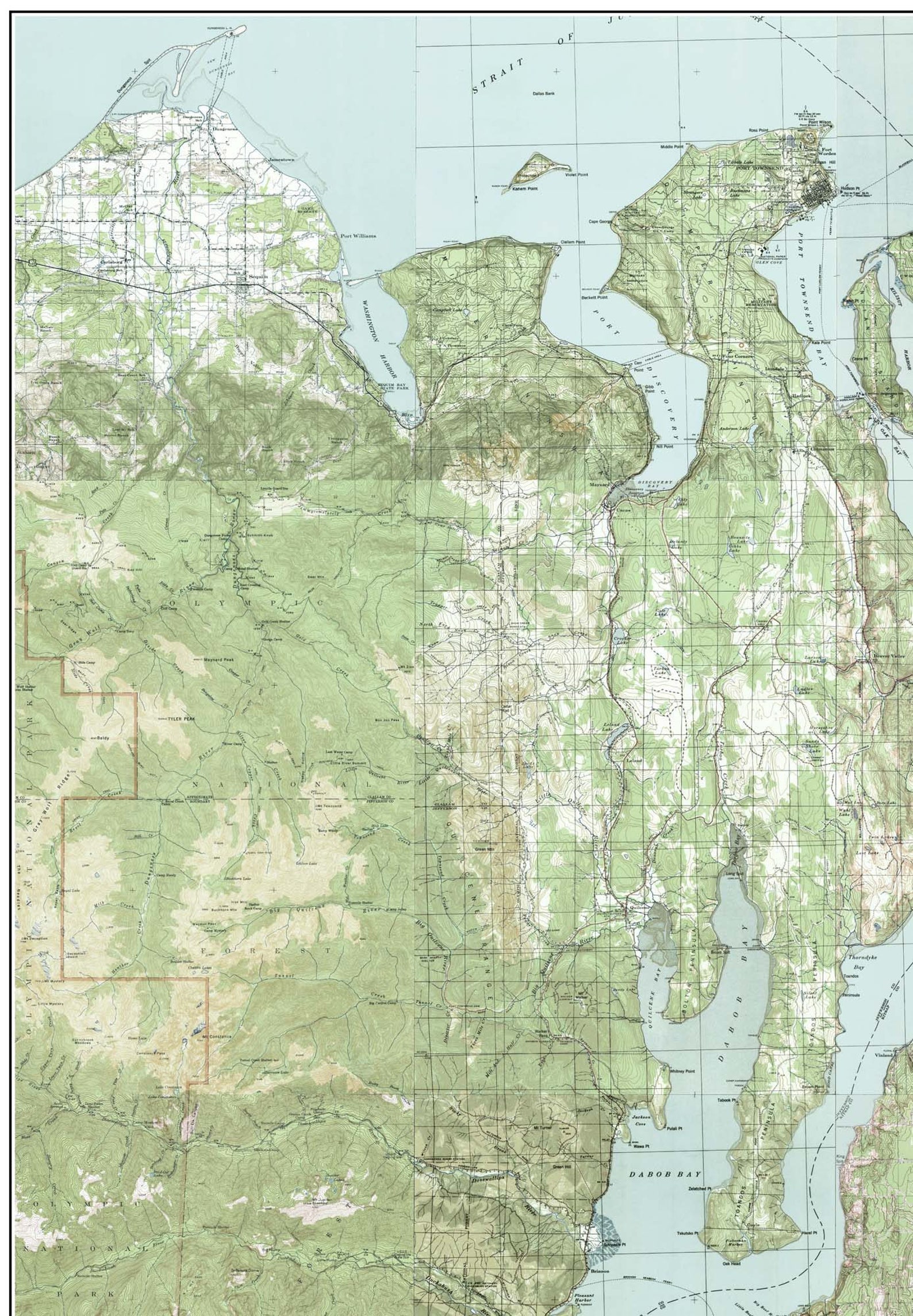 Puget Sound - Ca. 1940 - USGS Old Topographic Map Custom Composite ...