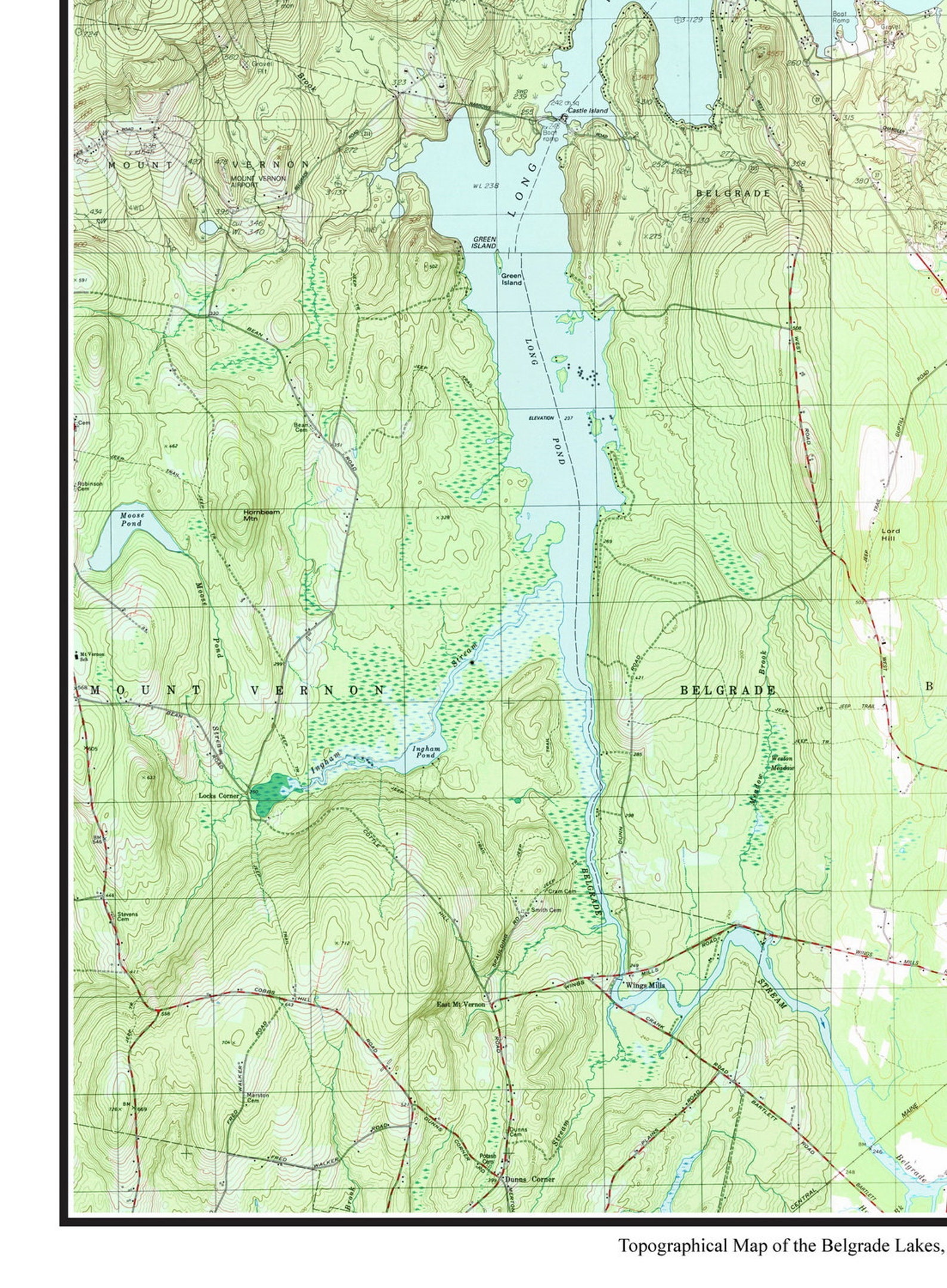 Belgrade Lakes Ca. 1982 Topographic Map USGS Custom Composite - Etsy