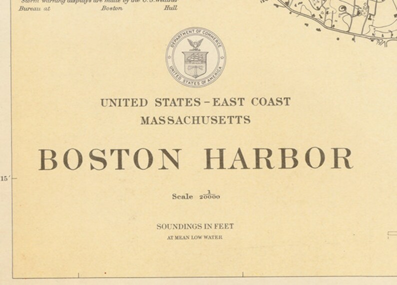Boston Harbor, MA - 1931 Nautical Map - Reprint - AC Harbors #246 - Etsy