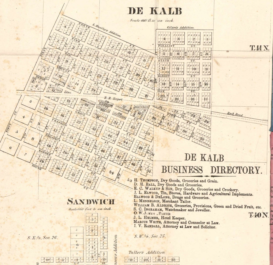 Dekalb County Illinois 1860 - Old Wall Map Reprint With Landowner Names ...