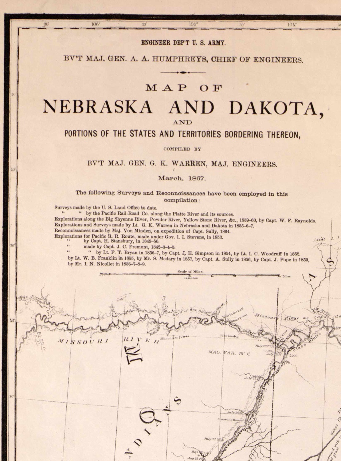 Nebraska and Dakota and parts of Surrounding Territory 1867 - Etsy.de