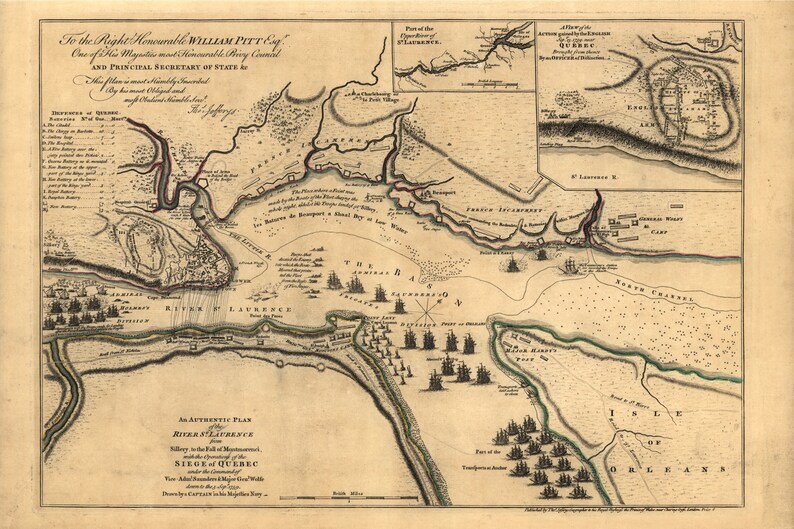 Siege of Quebec City - 1759 - Old Map Reprint USA 1768 Atlas 11 - Etsy